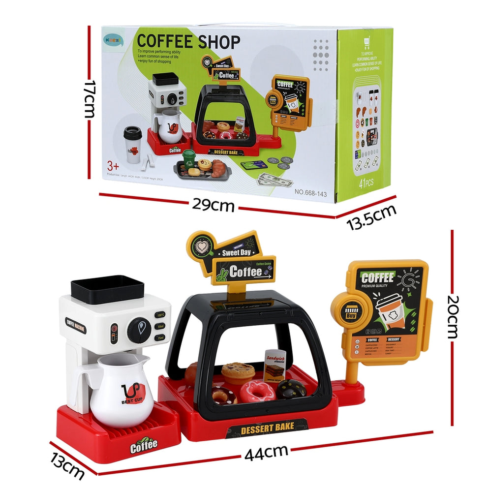 Keezi Kids Pretend Role Play Toy Coffee Shop with Coffee Maker Machine ...